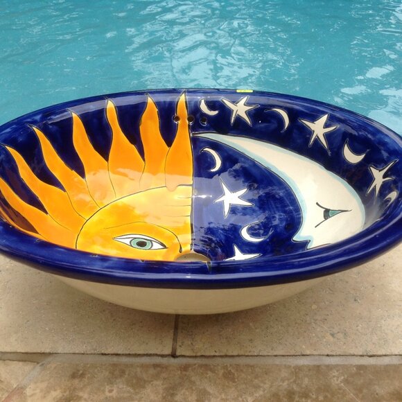 Bath | Nwt Hand Made Arist Sign Ceramic Sunn And Moon Bathroom Sink ...